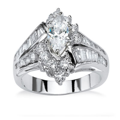 DiamonArt® Womens 3 1/4 CT. T.W. White Cubic Zirconia Platinum Over ...