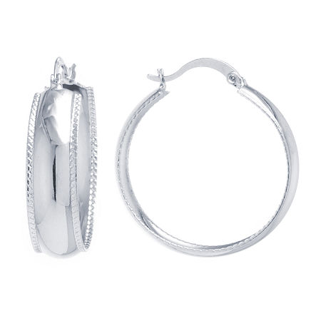 Click here for Silver Reflections Womens 33mm Round Hoop Earrings... prices