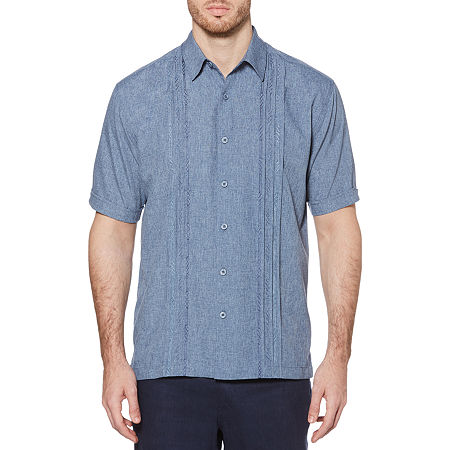 Click here for Cubavera Mens Geo Embroidered Panel Chambray Shirt... prices
