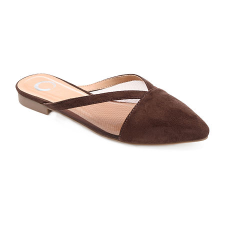 Journee Collection Womens Reeo Mesh Pointed Toe Slip On Mules - Brown