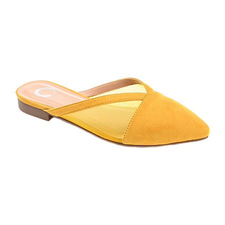 Journee Collection Womens Reeo Mesh Pointed Toe Slip On Mules - Yellow