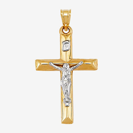 Click here for Crucifix Unisex Adult 14K Two Tone Gold Cross Pend... prices