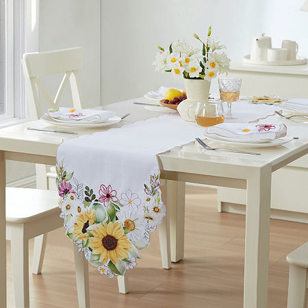 Click here for Elrene Sunflower and Daisies Cutwork Table Runner... prices