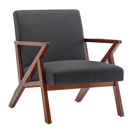 Convenience Concepts 28.5 Polyester Cliff Mid-Century Modern Accent Armchair - Dark Gray Fabric  Espresso