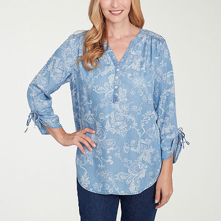 Click here for Alfred Dunner Classics Womens 3/4 Sleeve Blouse  P... prices