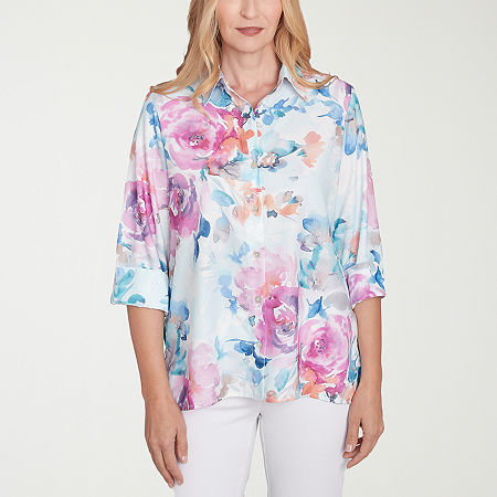 Click here for Alfred Dunner Classics Womens 3/4 Sleeve Blouse  P... prices