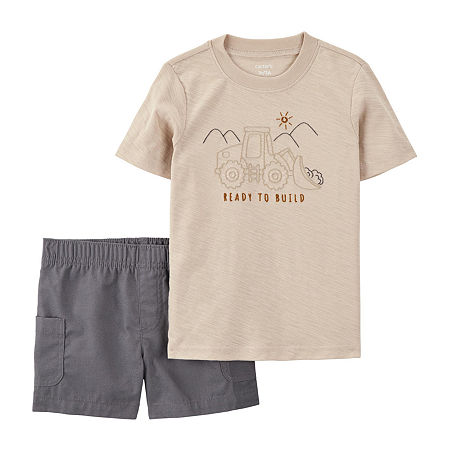 Carters Baby Boys 2-Pc. Construction T-Shirt & Shorts Set - Tan