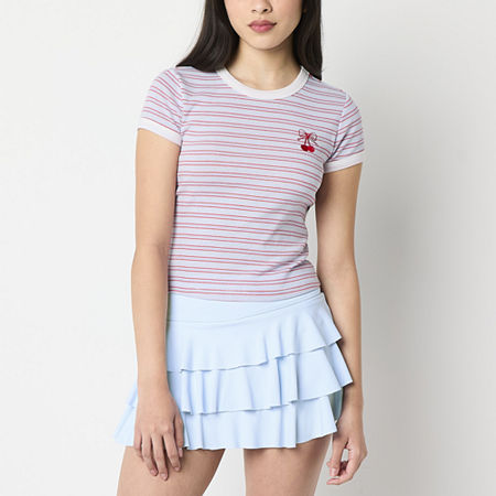 Click here for Arizona Stripe Womens Juniors Crew Neck Short Slee... prices