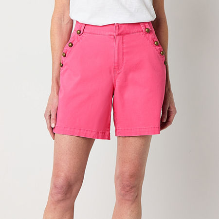 Click here for St. Johns Bay Womens 7 Mid Rise Chino Short  4  Re... prices