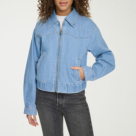 Click here for Levis Womens Western Zip-Front Denim Bomber Jacket... prices