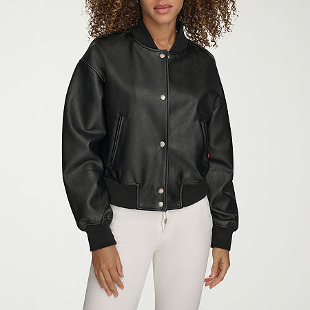 Click here for Levis Womens Faux Leather Varsity Bomber Jacket -... prices