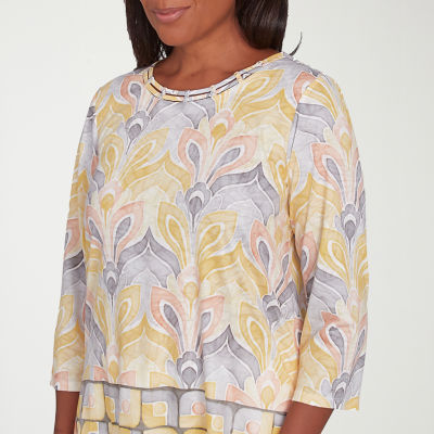 Alfred Dunner Dress Code Womens Crew Neck 3/4 Sleeve T-Shirt, Color ...