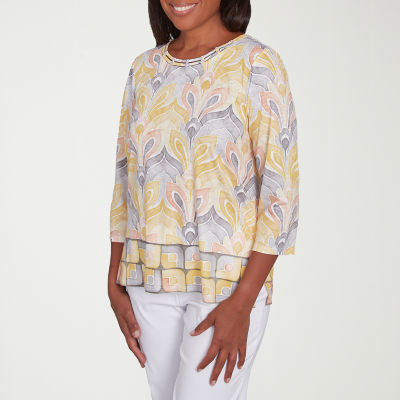 Alfred Dunner Dress Code Womens Crew Neck 3/4 Sleeve T-Shirt, Color ...