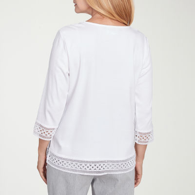 Alfred Dunner Dress Code Womens Crew Neck 3/4 Sleeve T-Shirt - JCPenney