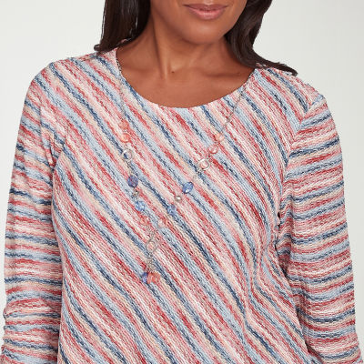 Alfred Dunner Free Spirit Womens Crew Neck 3/4 Sleeve T-Shirt, Color ...