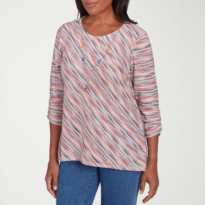 Alfred Dunner Free Spirit Womens Crew Neck 3/4 Sleeve T-Shirt, Color ...