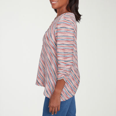 Alfred Dunner Free Spirit Womens Crew Neck 3/4 Sleeve T-Shirt, Color ...