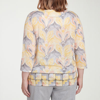 Alfred Dunner Dress Code Womens Plus Crew Neck 3/4 Sleeve T-Shirt ...