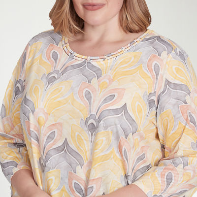 Alfred Dunner Dress Code Womens Crew Neck 3/4 Sleeve Plus T-Shirt ...