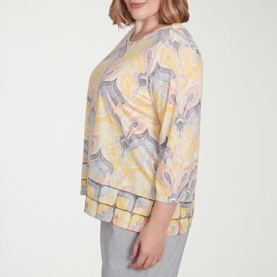 Alfred Dunner Dress Code Womens Plus Crew Neck 3/4 Sleeve T-Shirt ...