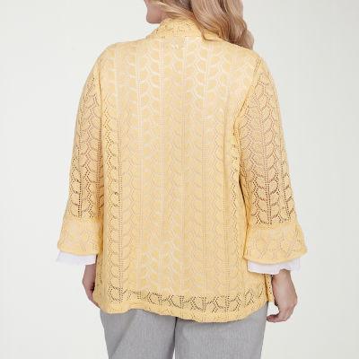 Alfred Dunner Dress Code Womens Crew Neck 3/4 Sleeve Layered Top Plus ...