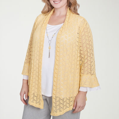 Alfred Dunner Dress Code Womens Crew Neck 3/4 Sleeve Layered Top Plus ...