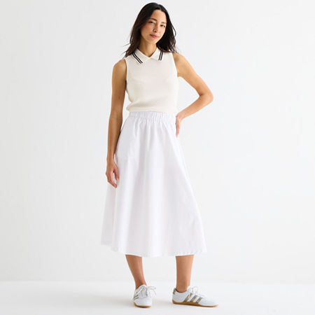 Click here for Stylus Womens Midi A-Line Skirt  Small  White prices