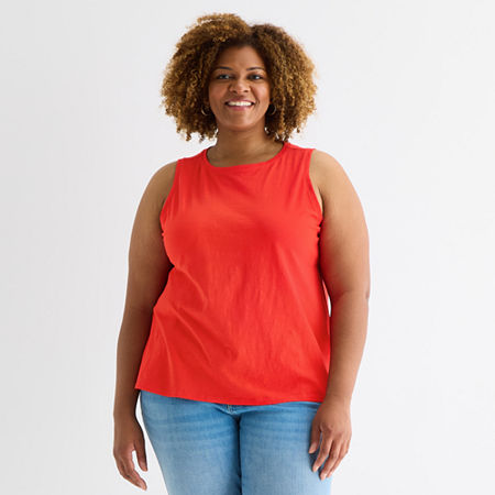 Click here for St. Johns Bay Womens Plus Scoop Neck Sleeveless Ta... prices