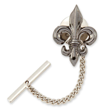 Click here for Fleur de Lis Tie Tack  One Size  Gray prices