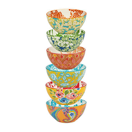 Damask Floral Set of 6 All Purpose Bowl - Multicolor