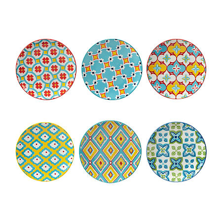 Click here for Damask Floral Set of 6 Canape Plate - Multicolor prices
