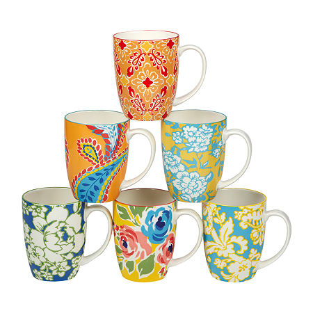 Click here for Damask Floral Set of 6 Mugs - Multicolor prices