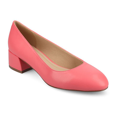 Journee Collection Womens Saarii Round Toe Block Heel Pumps - Coral