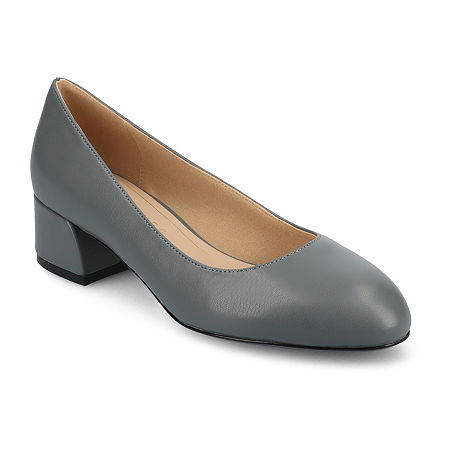 Journee Collection Womens Saarii Round Toe Block Heel Pumps - Slate