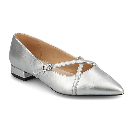 Journee Collection Camby Womens Pointed Closed Toe Ballet Flats  11 Medium  Silver
