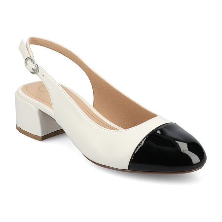 Journee Collection Womens Sammie Block Heel Slingback Pumps - White