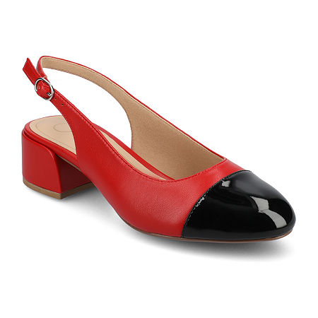 Journee Collection Womens Sammie Block Heel Slingback Pumps - Red