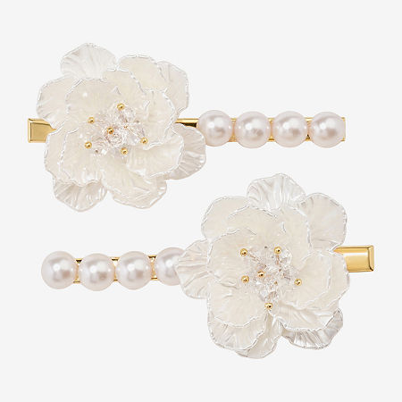 Click here for Bijoux Bar Flower 2-pc. Hair Clip  One Size  White prices
