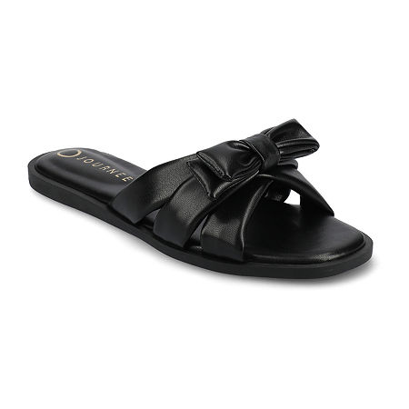 Click here for Journee Collection Womens Prylin Bow Slide Flat Sa... prices
