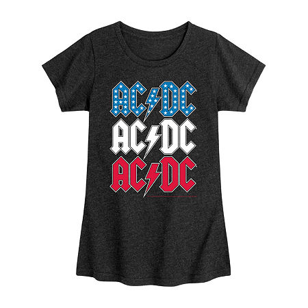 Click here for Ac/Dc Usa Big Kid Girls Crew Neck Short Sleeve AC/... prices