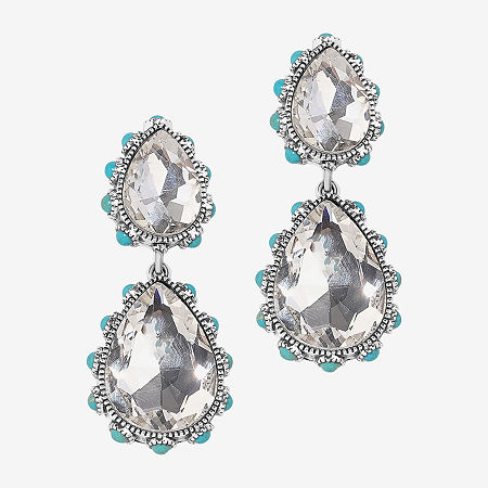 Click here for Bijoux Bar Silver Tone Womens Crystal Drop Earring... prices