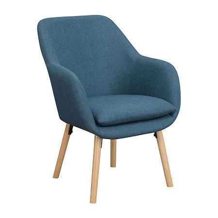 Convenience Concepts 25.25 Faux Linen Charlotte Wingback Accent Armchair - Denim Blue Fabric