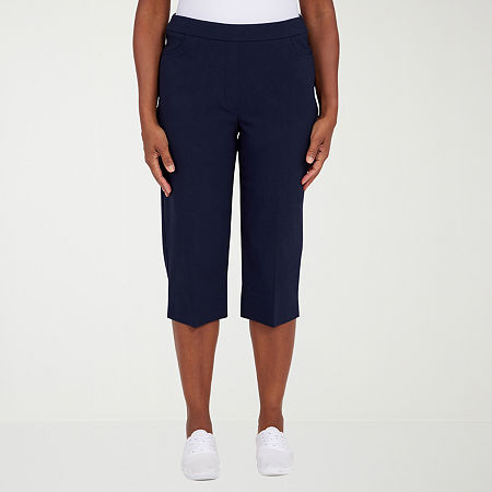 Alfred Dunner Classics Womens Stretch Fabric Slim Mid Rise Capri Pant  14 Petite  Blue