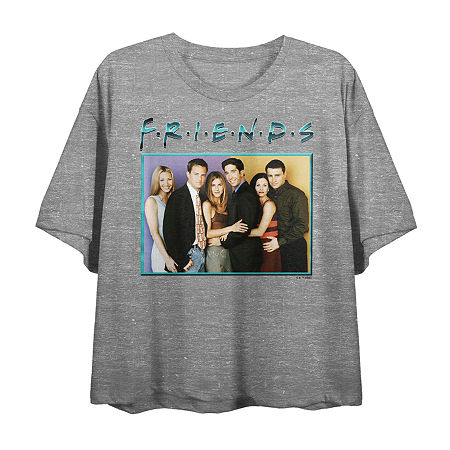 Click here for Womens Crew Neck Short Sleeve Friends Crop Top  La... prices