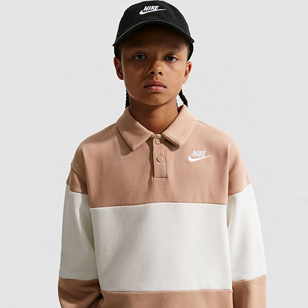 Nike Boys 4-20 Sportswear Club Rugby Striped Sweatshirt - Hemp/Sail