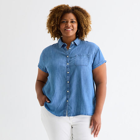 Click here for St. Johns Bay Womens Plus Roll Short Sleeve Regula... prices