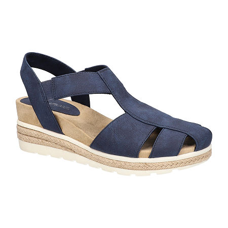 Easy Street Freeport Wedge Sandals - Navy