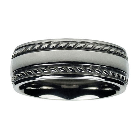 Click here for Mens 8mm Titanium Rope-Border Wedding Band  9  Whi... prices
