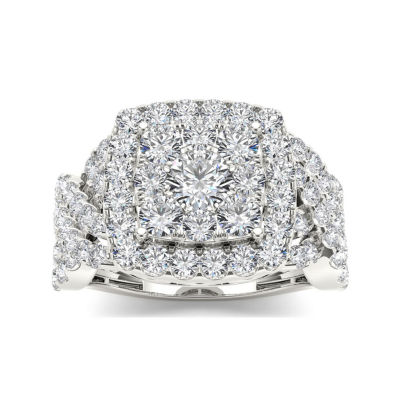 2 CT.T.W. Natural Diamond 10K White Gold Engagement Ring, Color: White ...
