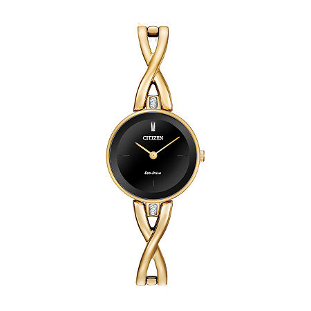Citizen Womens Eco-Drive Gold-Tone Stainless Steel Bangle Bracelet Watch 23mm EX1422-54E
